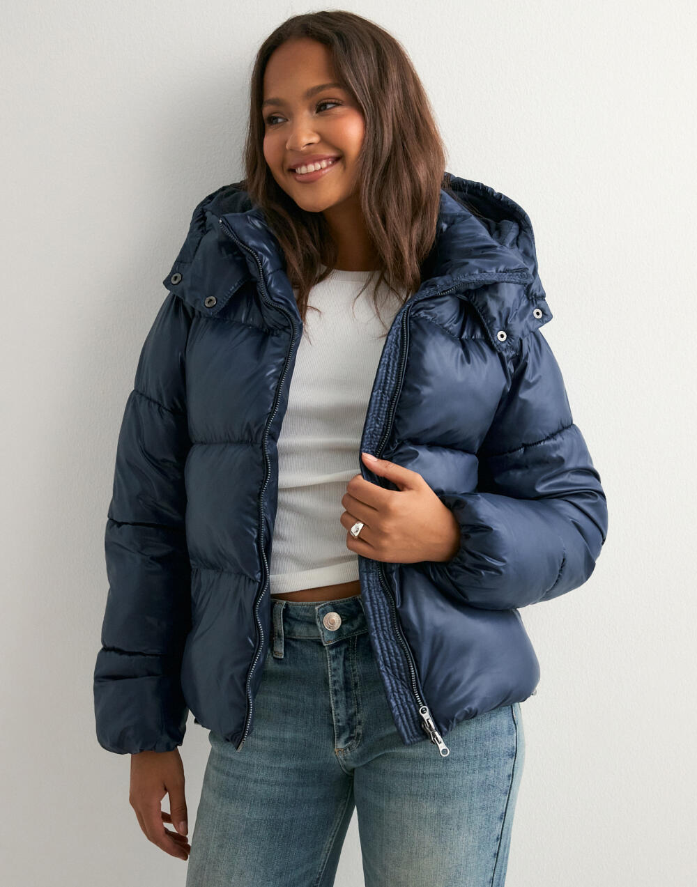 Buy Nelly Everyday Puffer Jacket (semi shiny) - Dark Blue | Nelly.com
