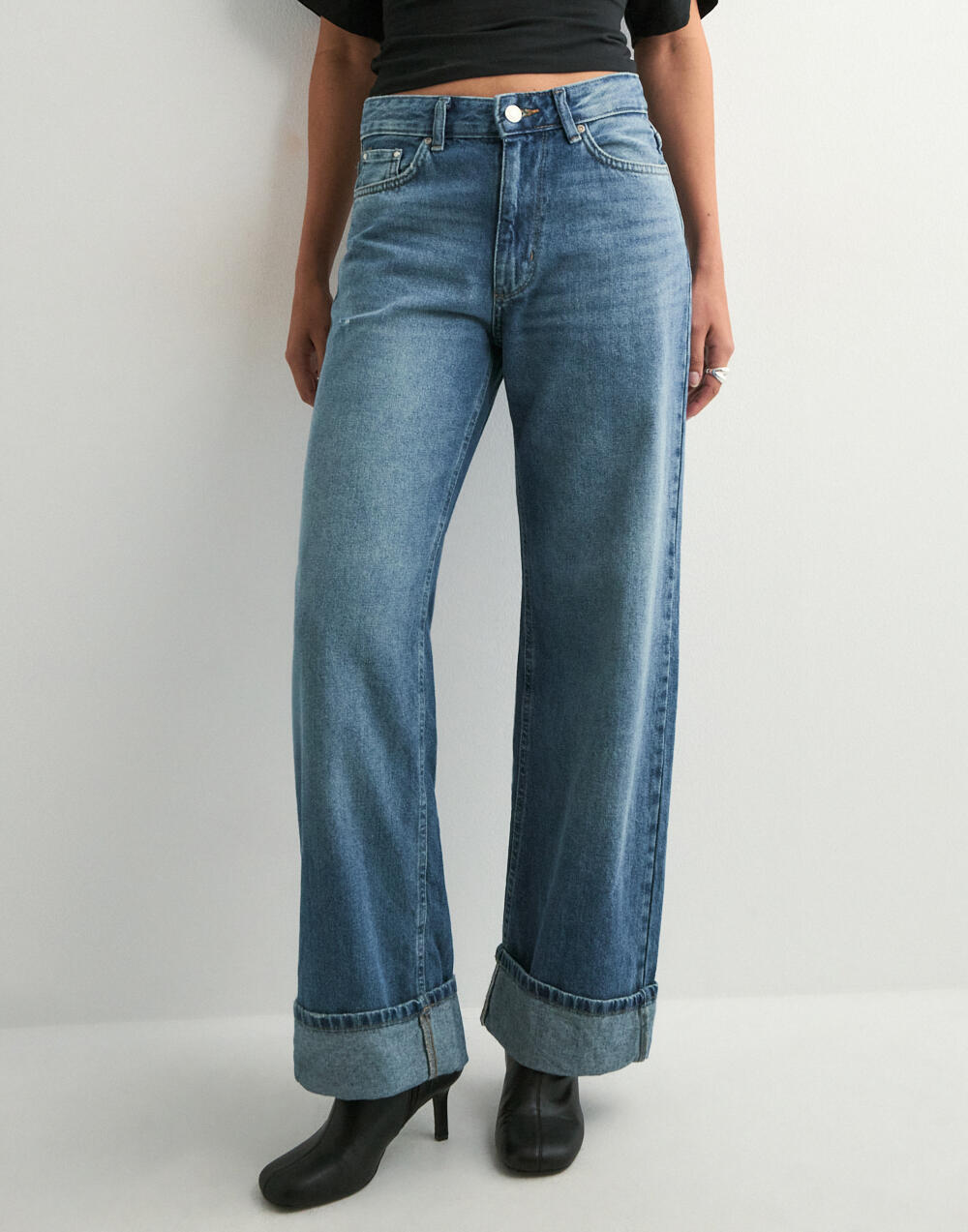 Buy Only ONLELLA MW WIDE FOLD UP DNM TAI519 - Medium Blue Denim | Nelly.com