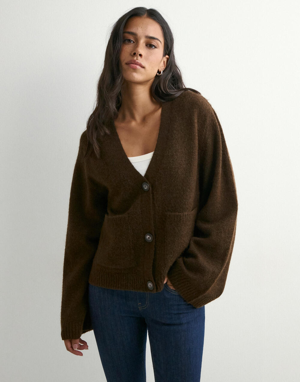 Kjøp Gina Tricot Knitted pocket cardigan - Dark Chocolate | Nelly.com