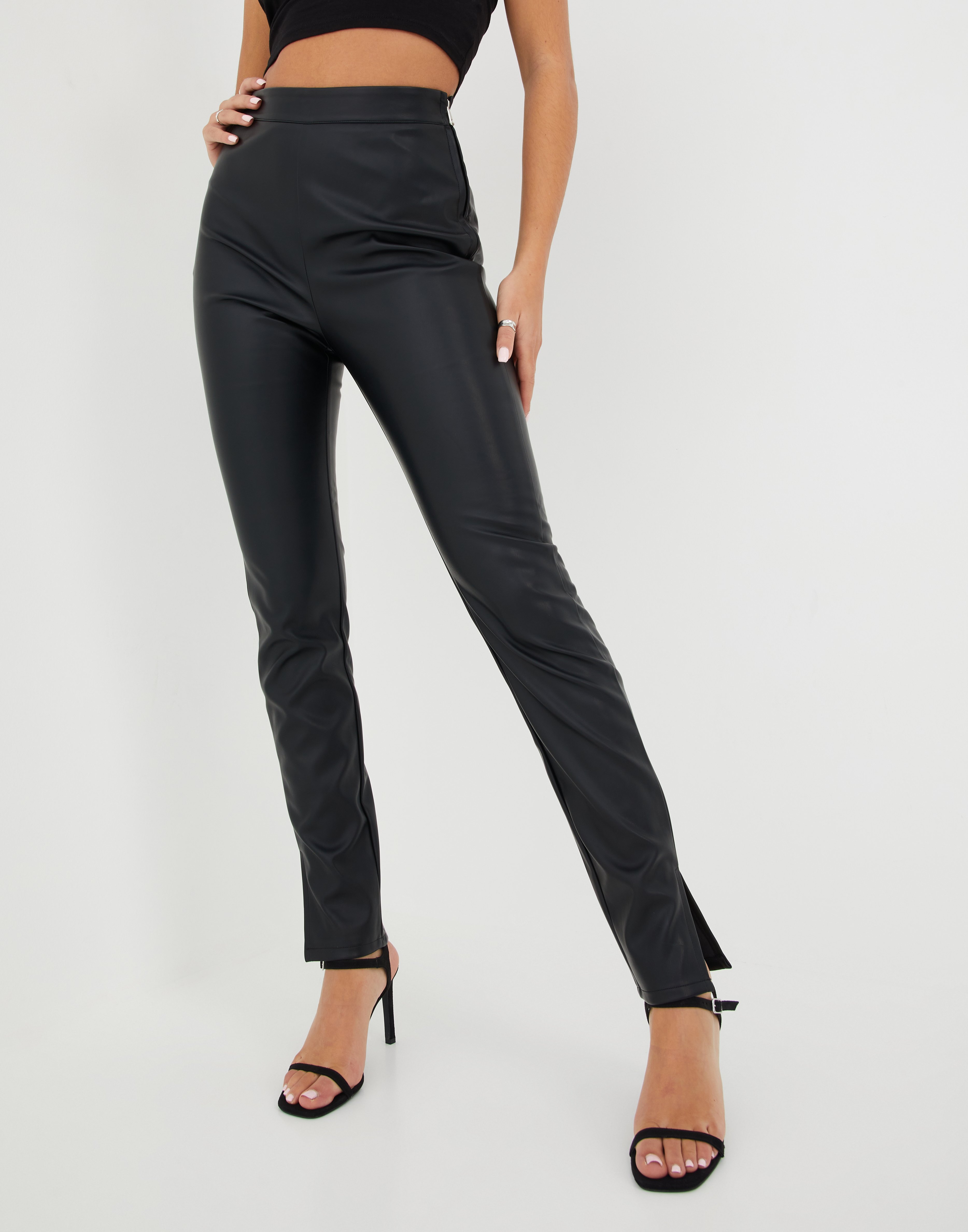 Buy Nelly Split Up Pu Pants - Black | Nelly.com