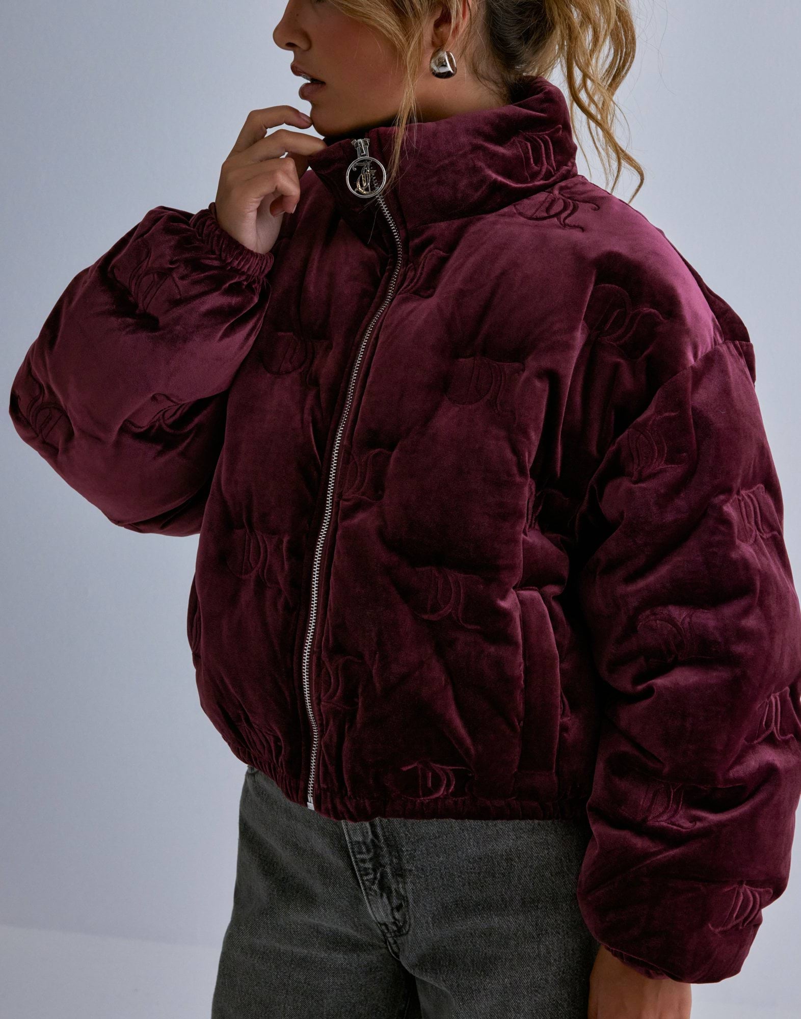 Buy Juicy Couture Madeline Mono Puffa Jacket - Tawny Port | Nelly.com