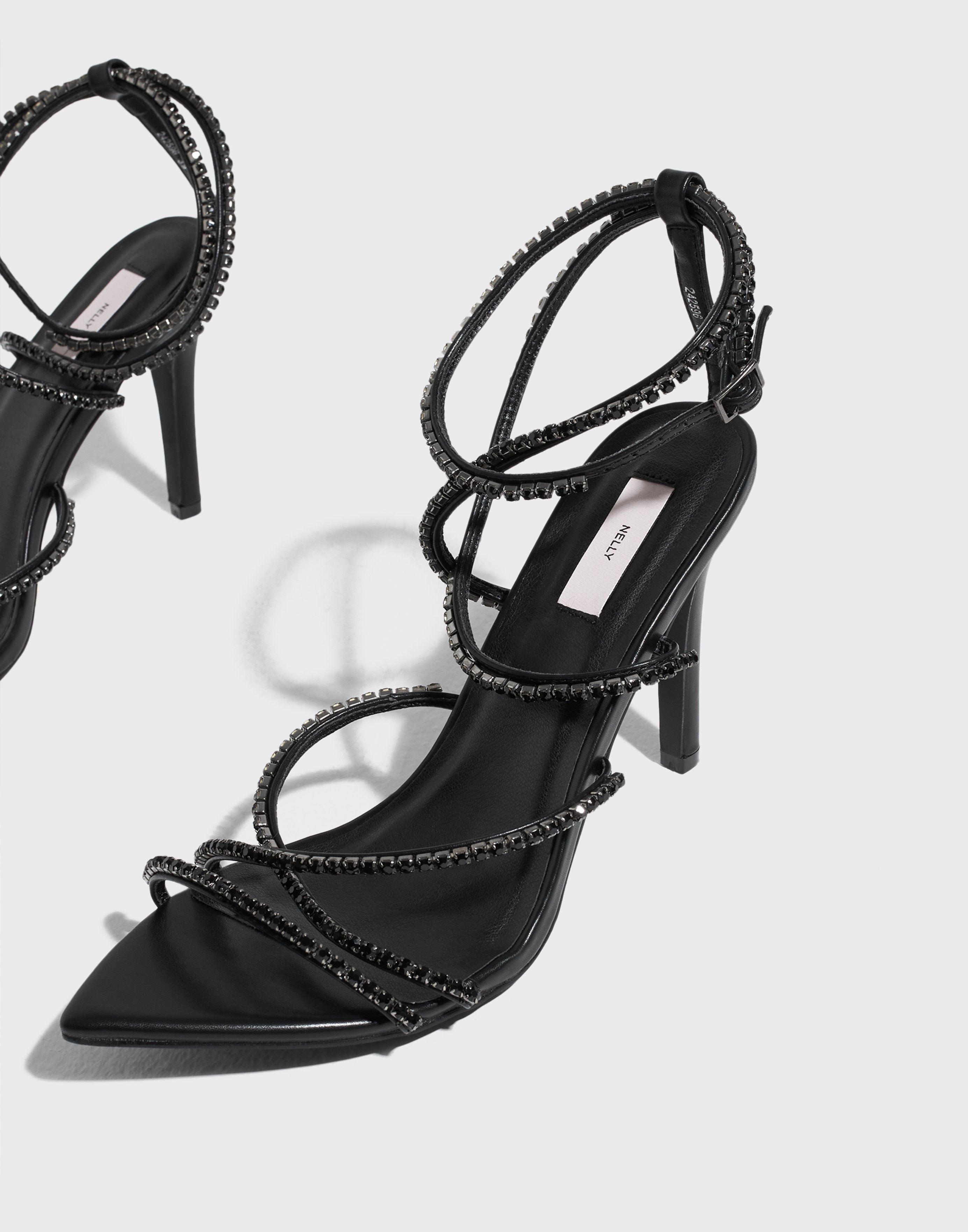 Buy Nelly Rhinestone Strappy Heel - Black | Nelly.com