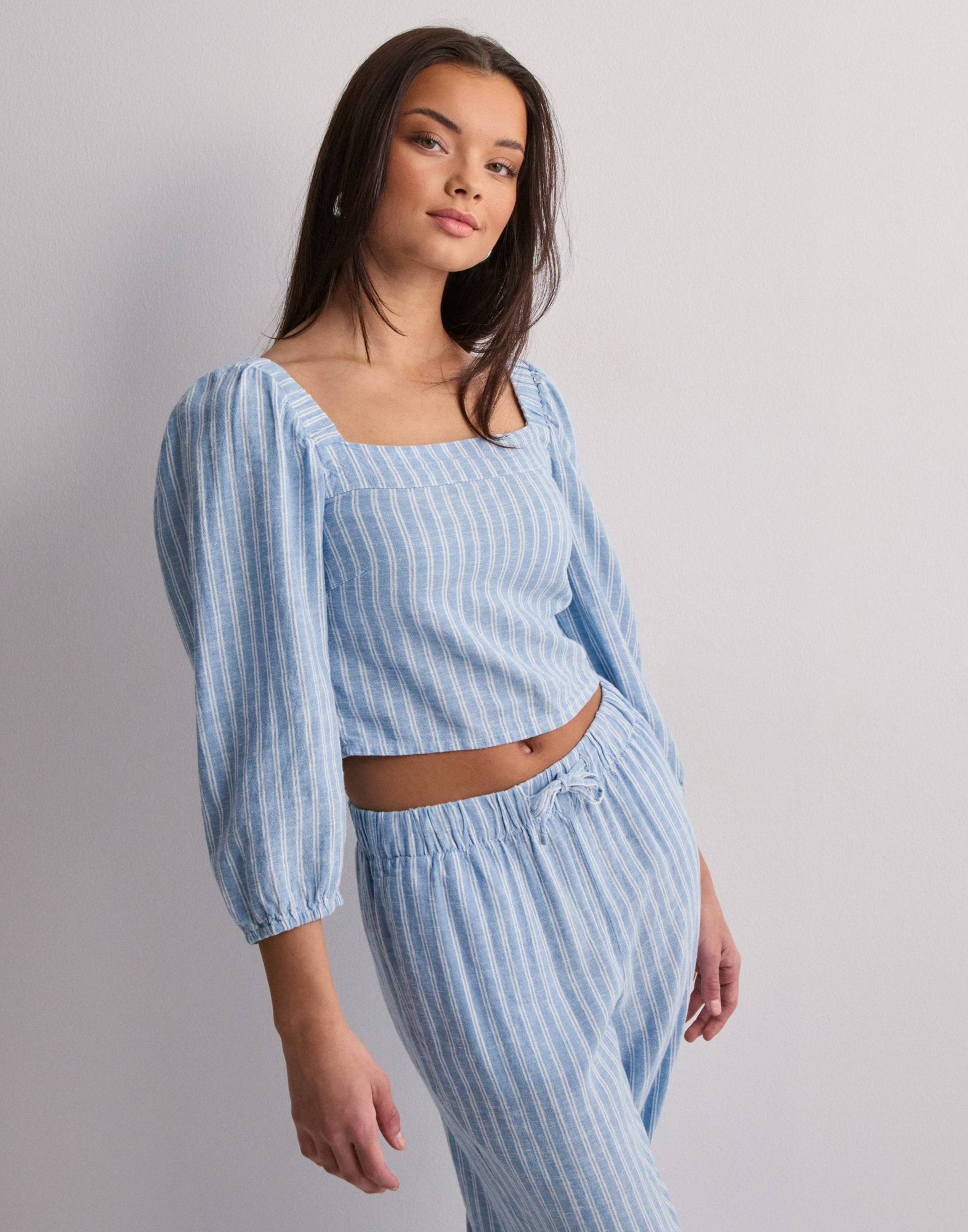 Osta Only ONLCARO 3/4 BAL LINEN SMOCK TOP CC - Blissful Blue Cloud ...