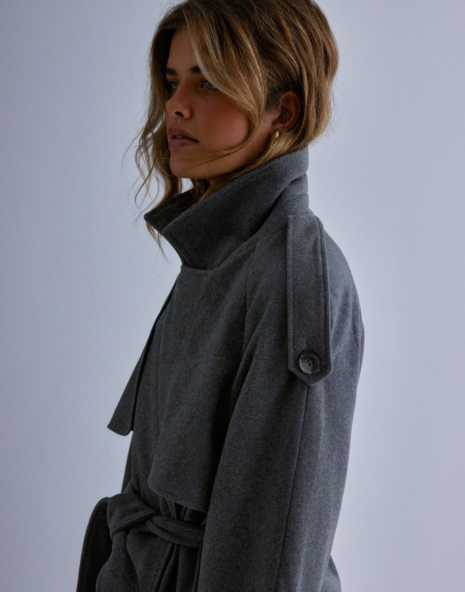 Köp Only ONLMAISY X-LONG WOOL LIFE TRENCHCOA - Dark Grey Melange Rose ...