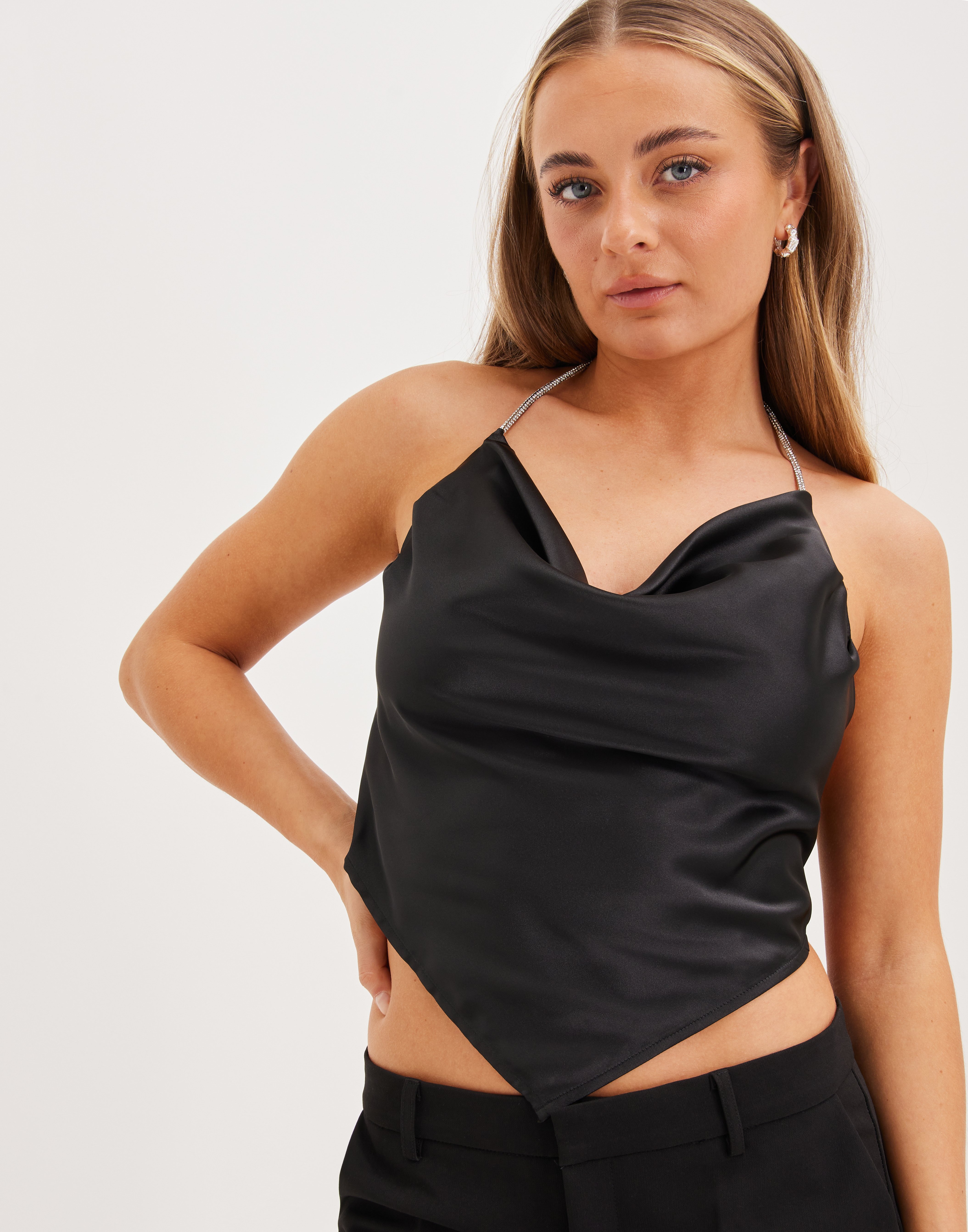 Buy Gina Tricot Sasha rhinestone singlet - Black | Nelly.com