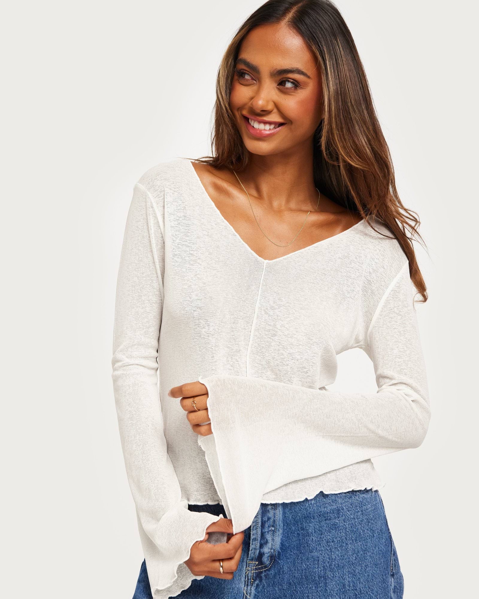 Köp Nelly Loose Slouchy Sheer Top - White | Nelly.com