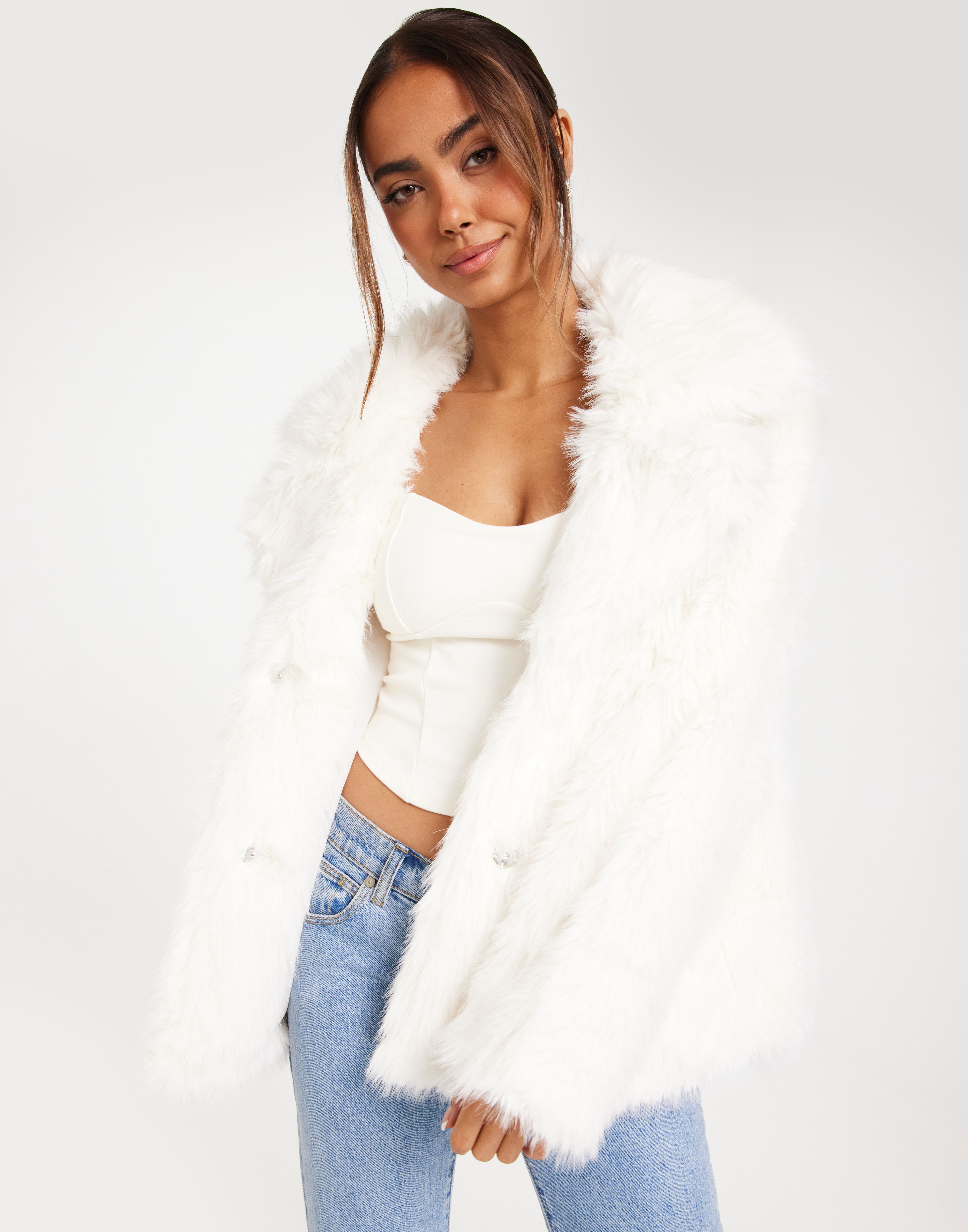 Buy Nelly Wanted Fur Jacket - White | Nelly.com