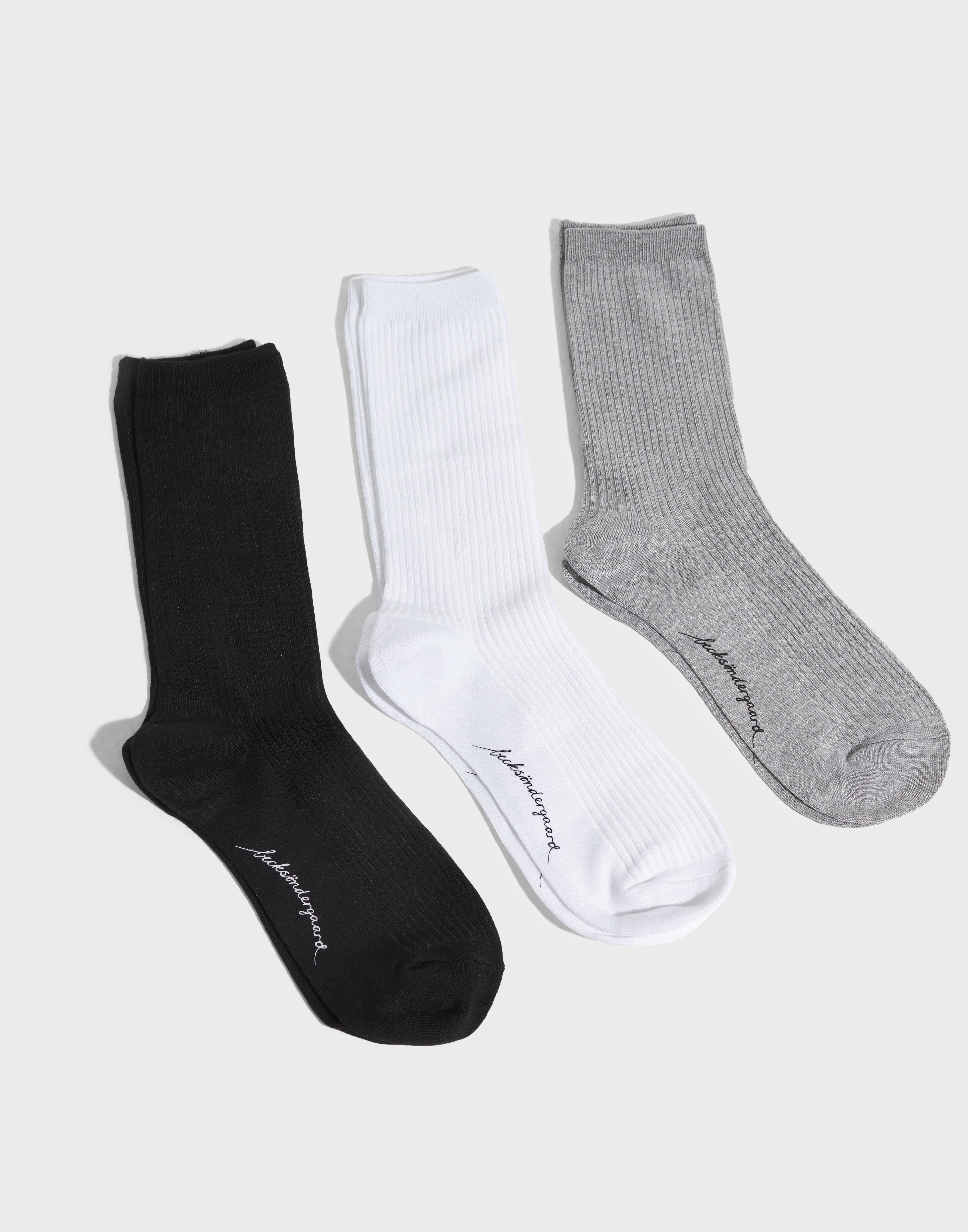 Køb BECKSÖNDERGAARD Telma Solid Sock 3 Pack - White/Grey/Black | Nelly.com