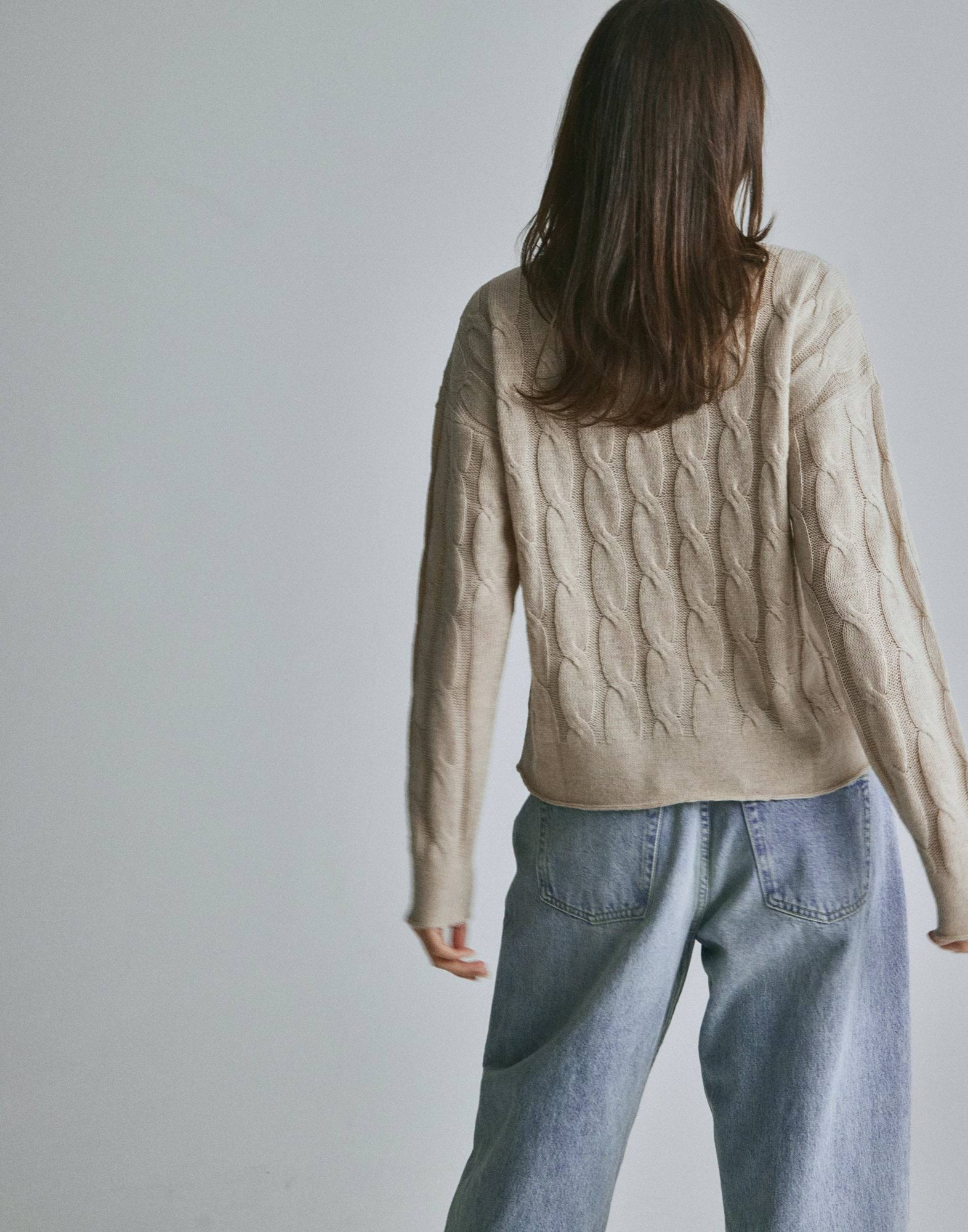 Buy Nelly Flat Cable Knit Sweater - Beige | Nelly.com