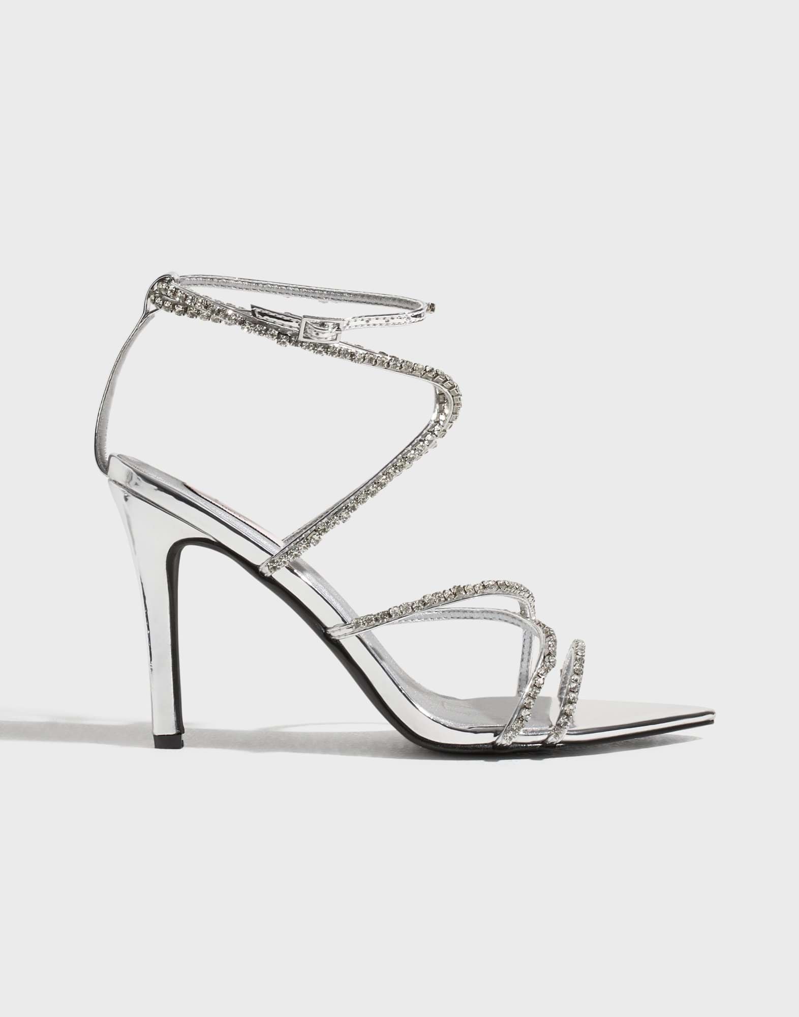 Köp Nelly Rhinestone Strappy Heel - Silver | Nelly.com