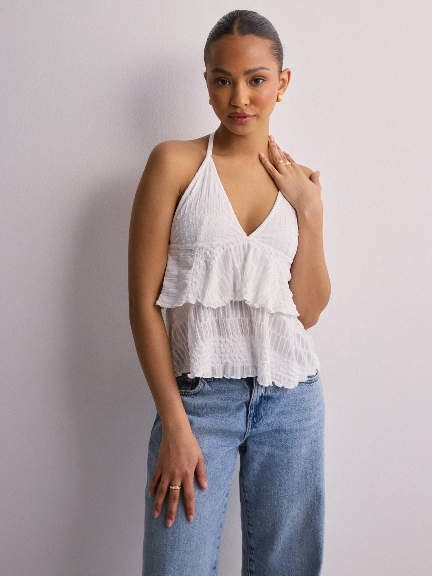 Buy Nelly Halterneck Lace Top - White | Nelly.com