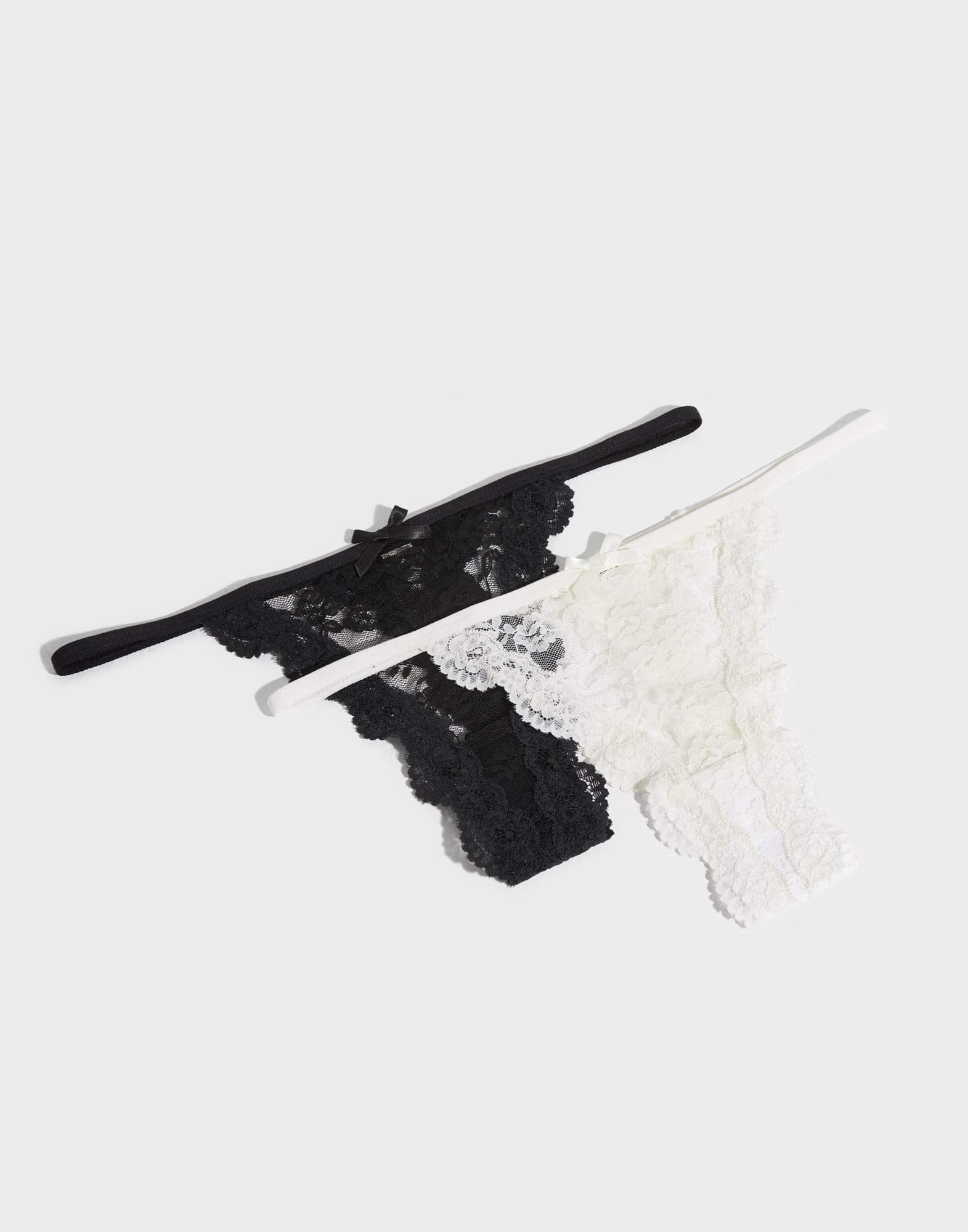 Kjøp Nelly Adorable 2-Pack Thong - Black/White | Nelly.com