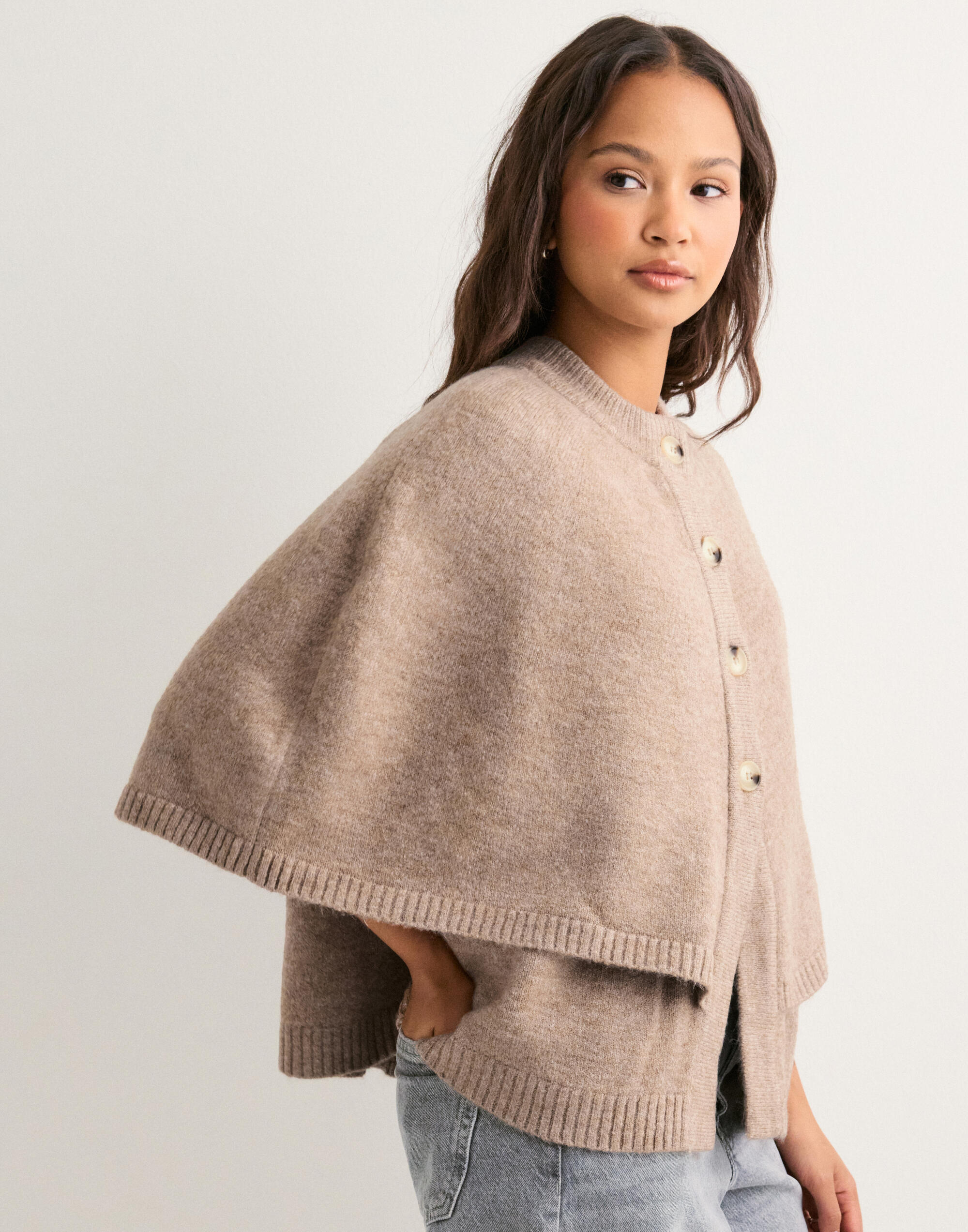 Buy Neo Noir Josei Double Knit Cape - Beige Melange | Nelly.com