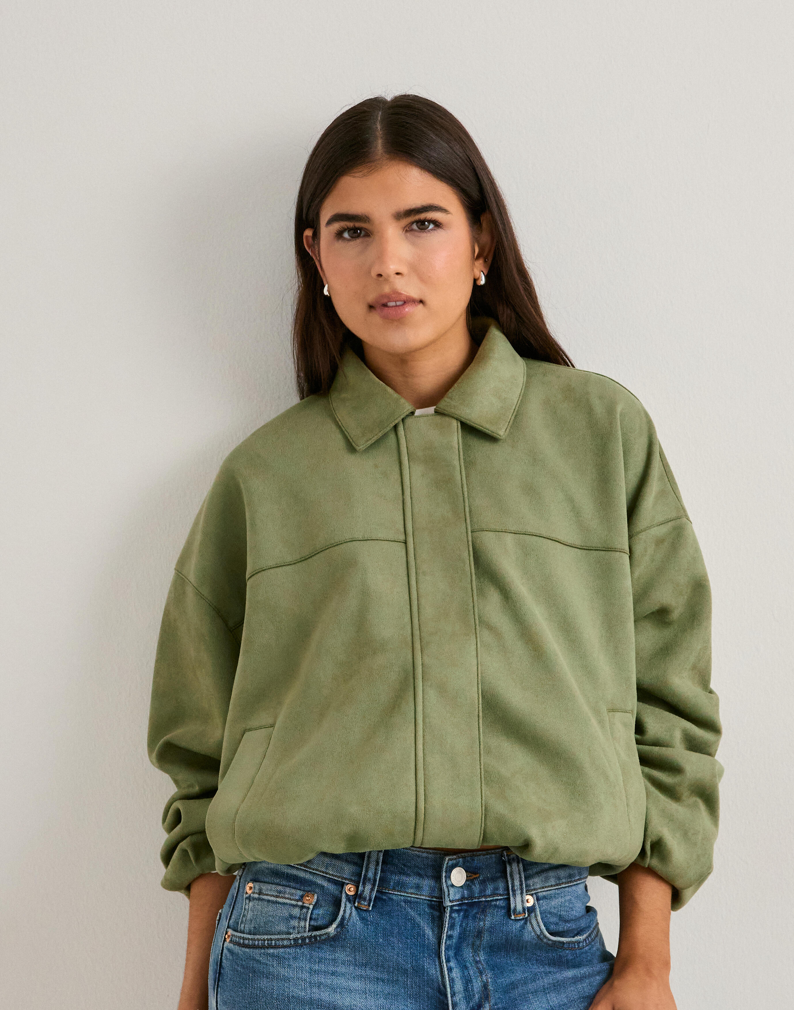 Buy Nelly Puffy Pleat Brushed Jacket - Green | Nelly.com