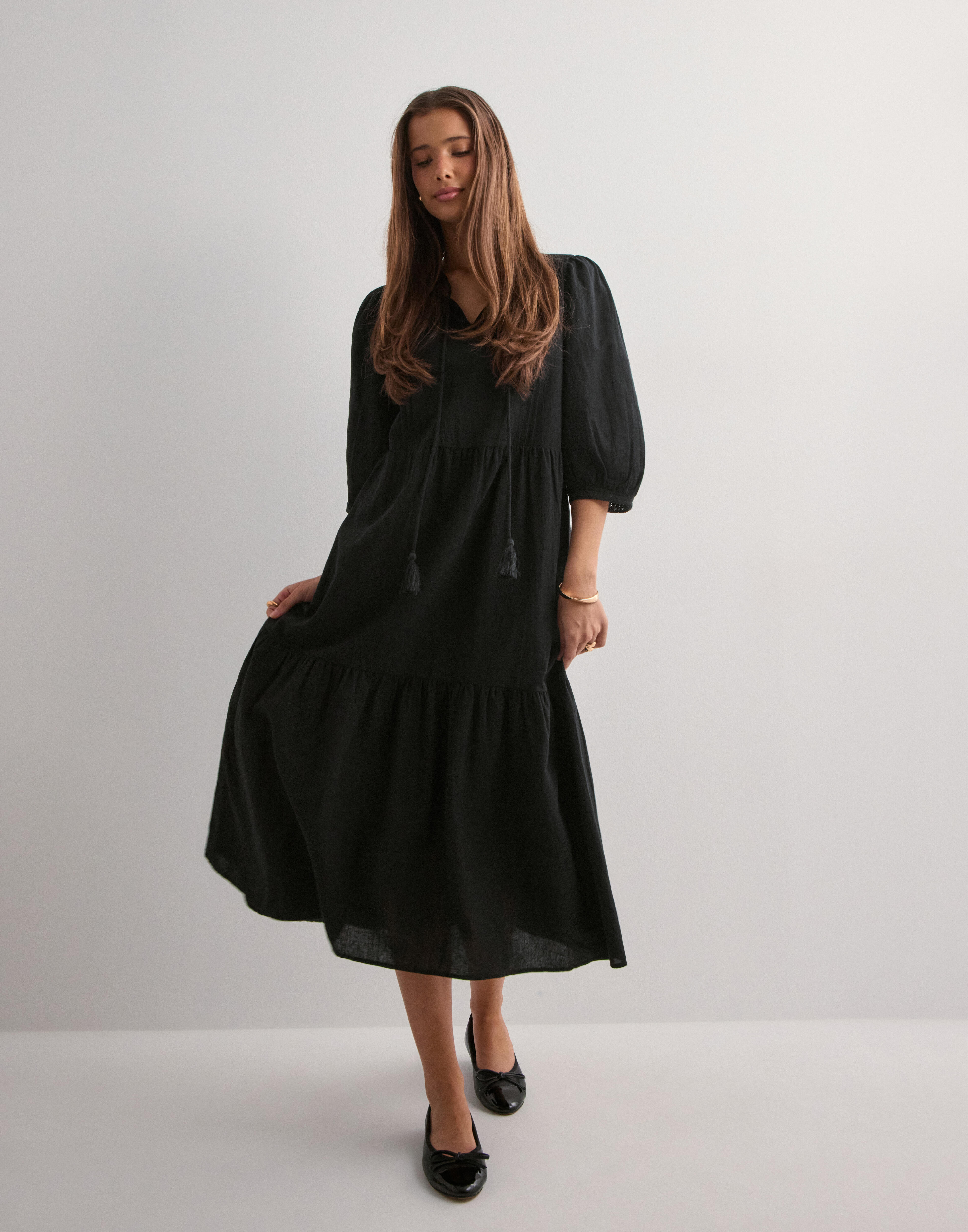Osta Vero Moda VMPRETTY 3/4 LONG DRESS WVN GA - Black | Nelly.com