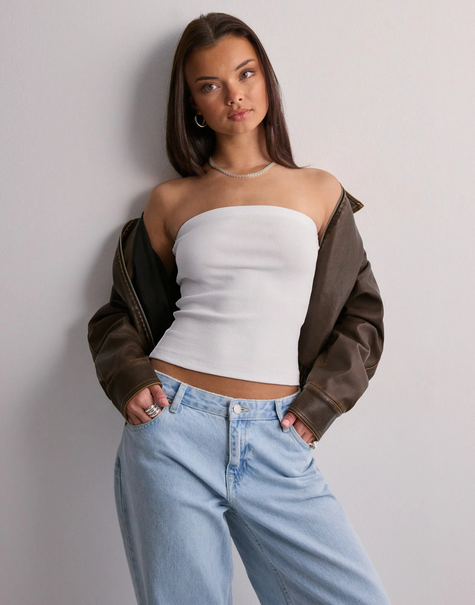 Buy JJXX JXFIONA STR SL RIB TUBE TOP JRS - Bright White | Nelly.com