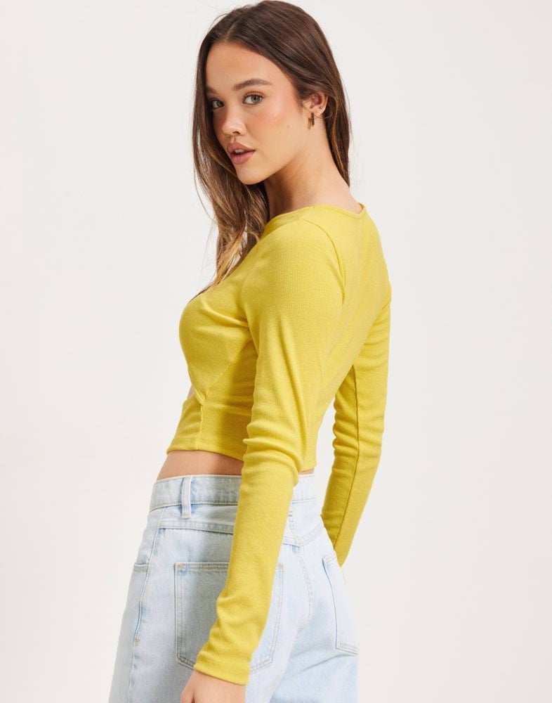 Köp Only ONLTRINA L/S RIB TOP BOX JRS - Passion Fruit Belly Cut | Nelly.com