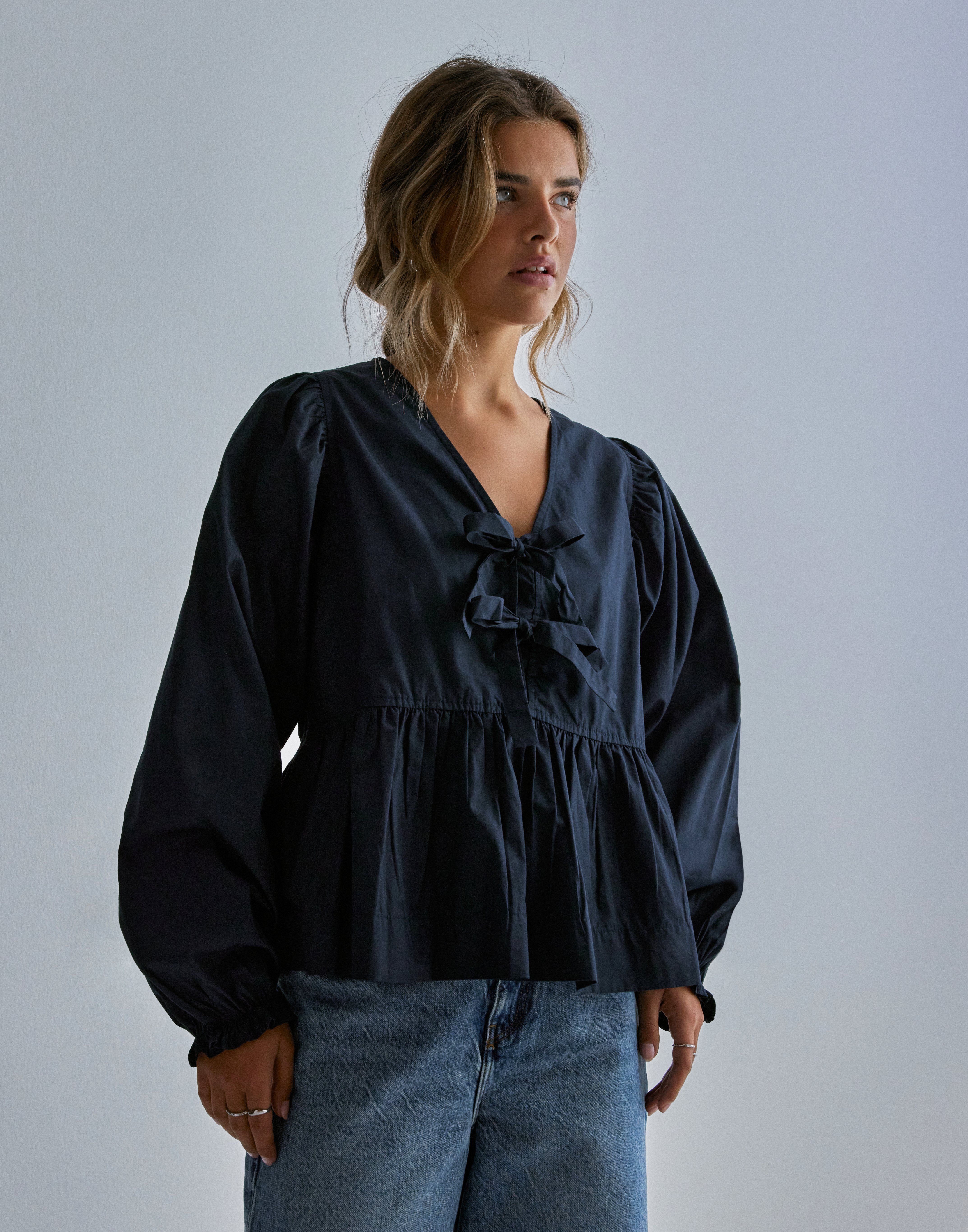 Buy Neo Noir Bessie C Poplin Blouse - Dark Navy | Nelly.com