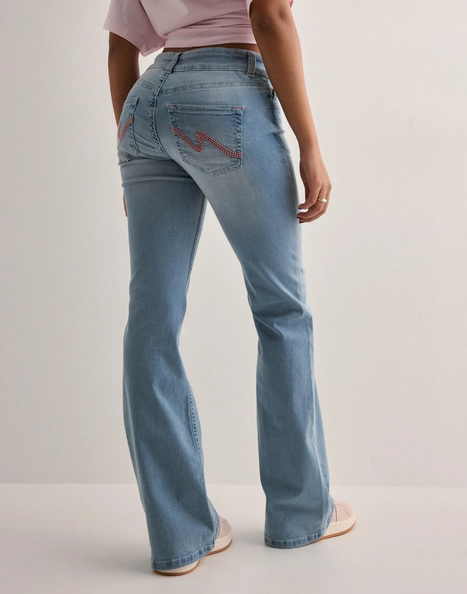 Buy Nelly Low Waist Bootcut Stitch Jeans - Blue | Nelly.com
