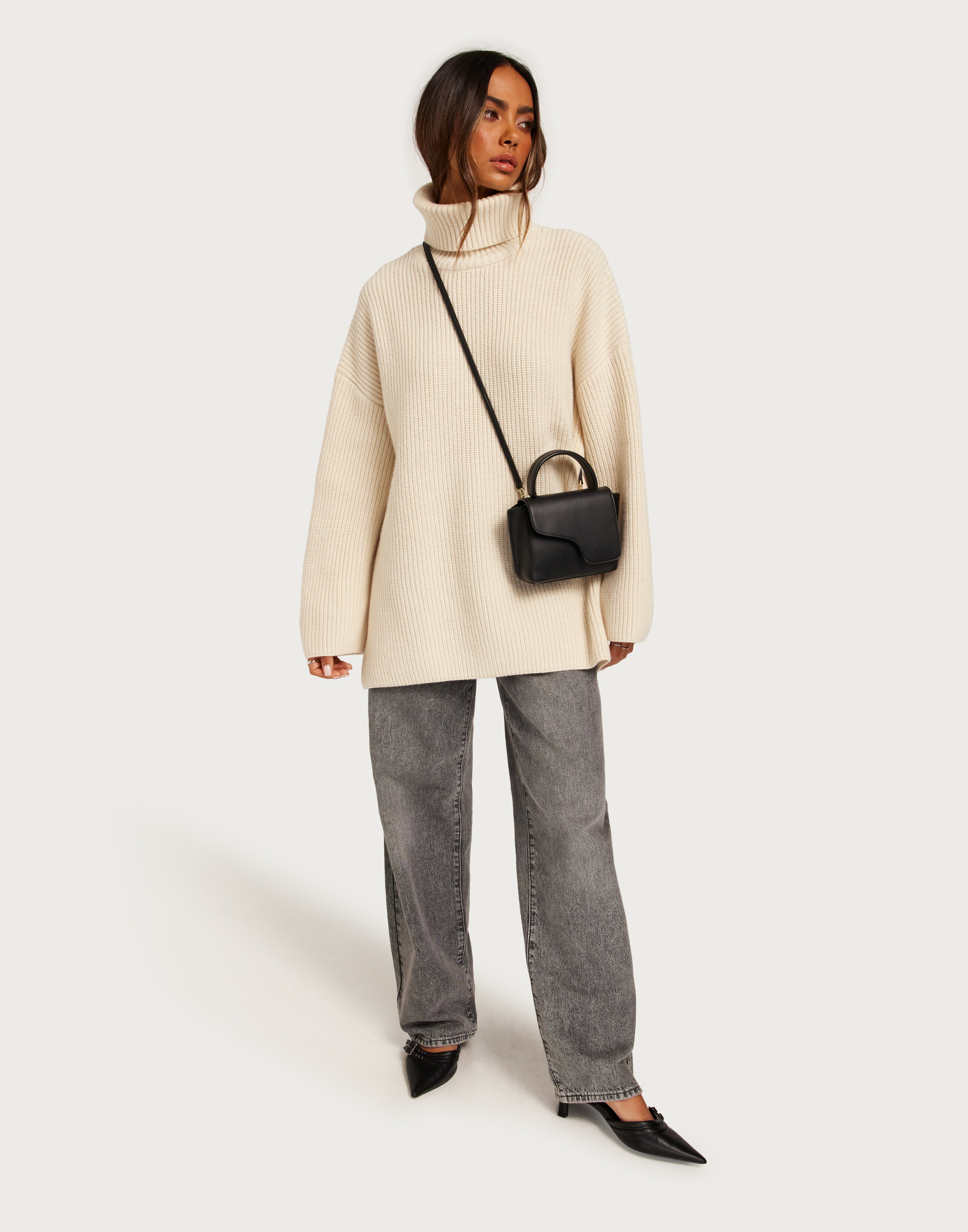 Köp Selected Femme SLFMARY LS LONG KNIT ROLL NECK - Birch | Nelly.com
