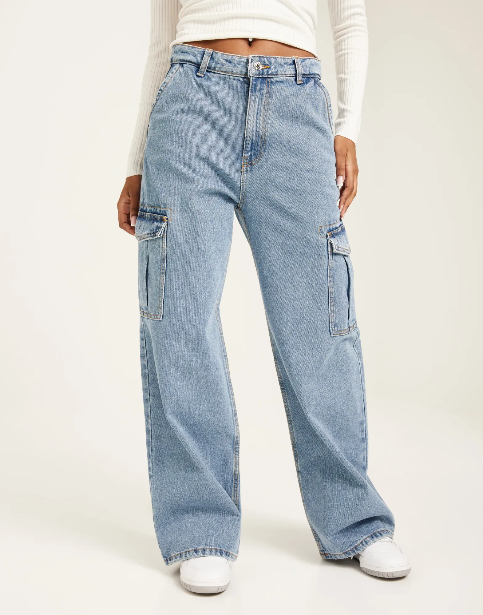 Buy Only ONLHOPE EX HW WIDE CARGO DNM JEANS - Dark Blue Denim | Nelly.com