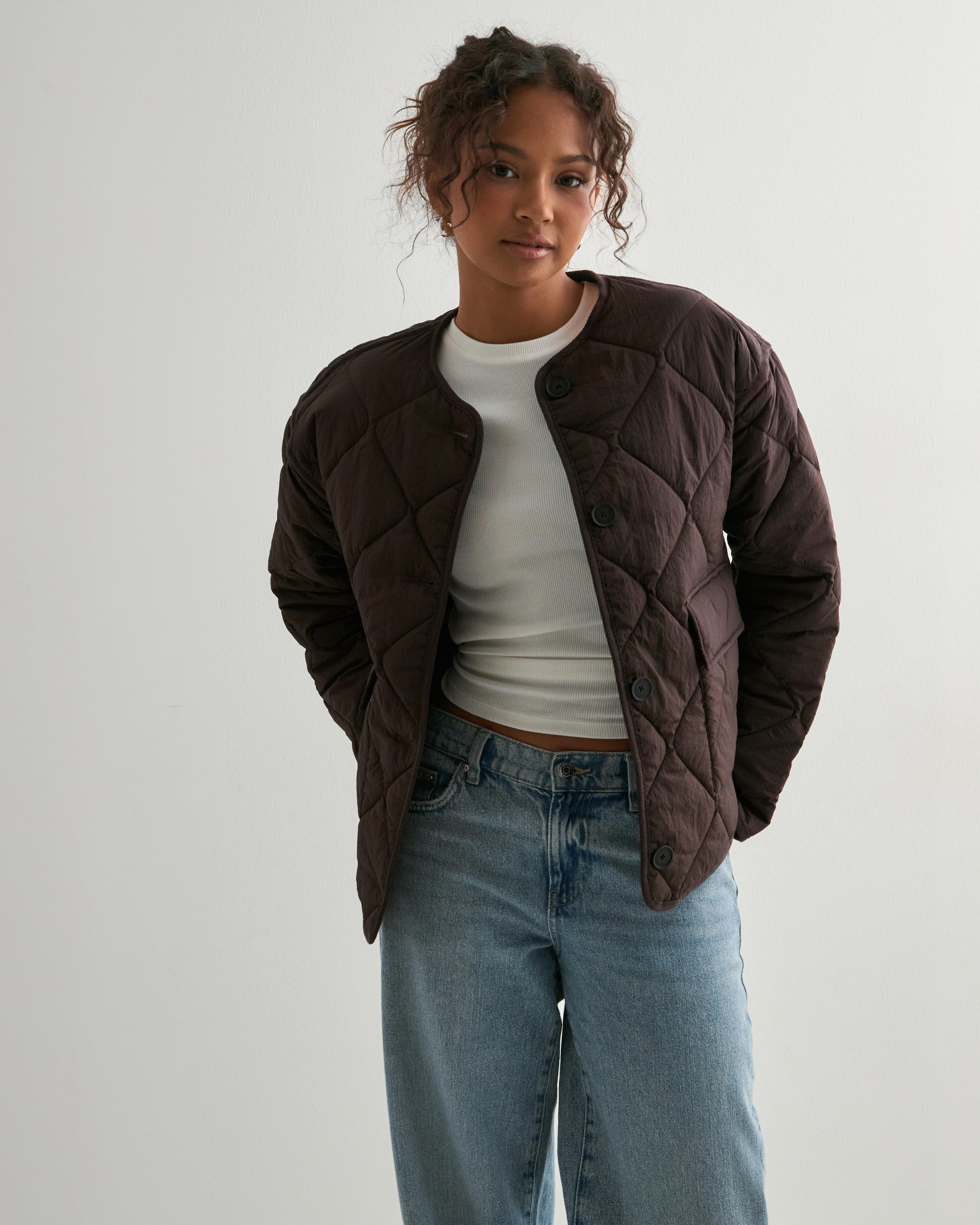 Buy Gina Tricot Quilted short jacket - Dark Brown | Nelly.com