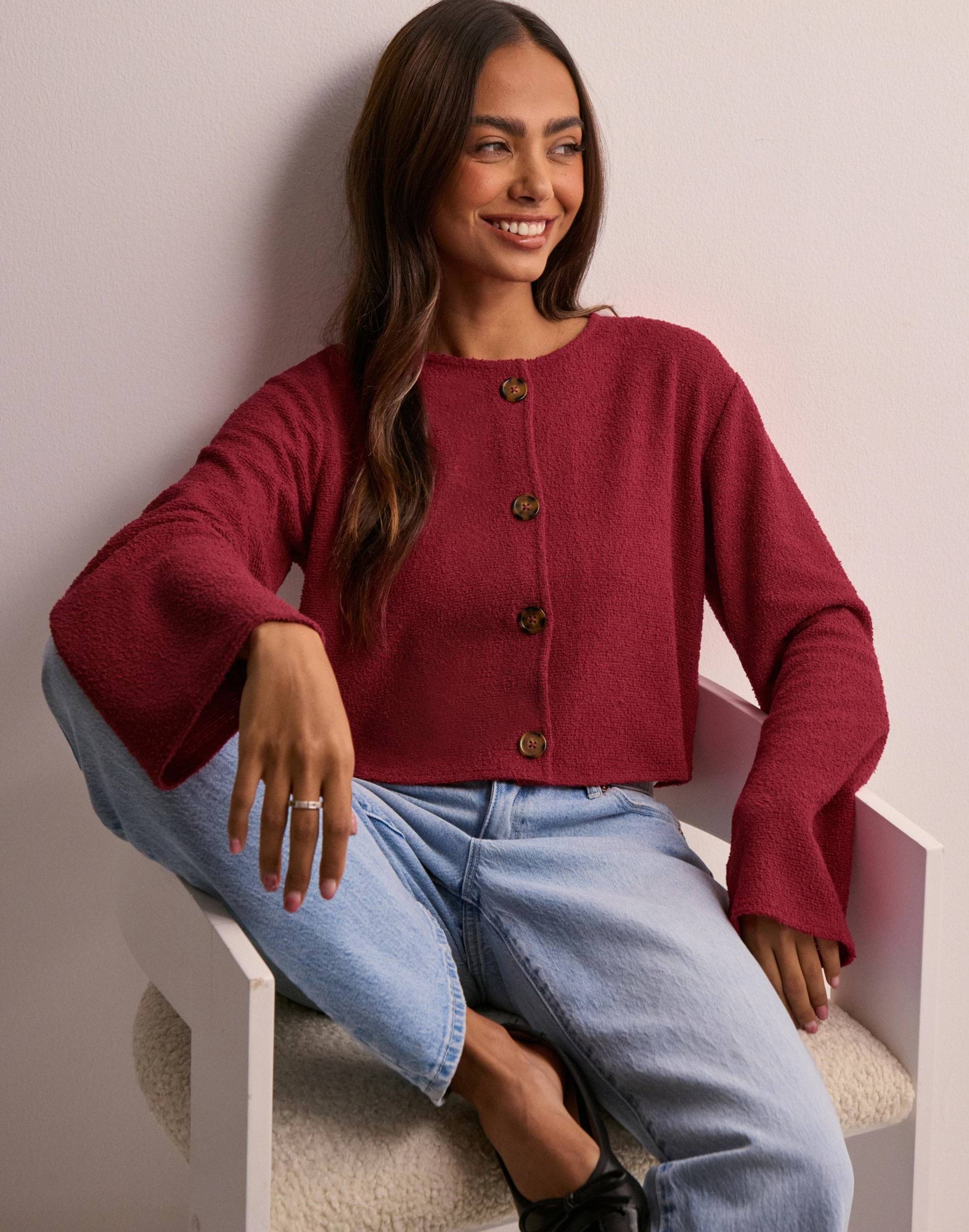Kjøp Nelly Structured Jacket Cardigan - Red | Nelly.com